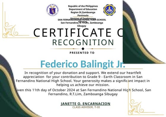 Certificate of appreciation, with signature, to print | PDF