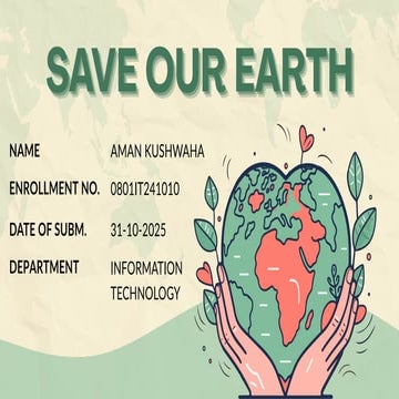 Green and Orange Illustrative Save Our Earth Campaign Presentation ...