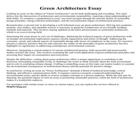 Green Architecture Essay | PDF