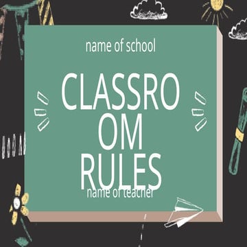 Green Blackboard Handwritten and Illustrated Classroom Rules Education ...