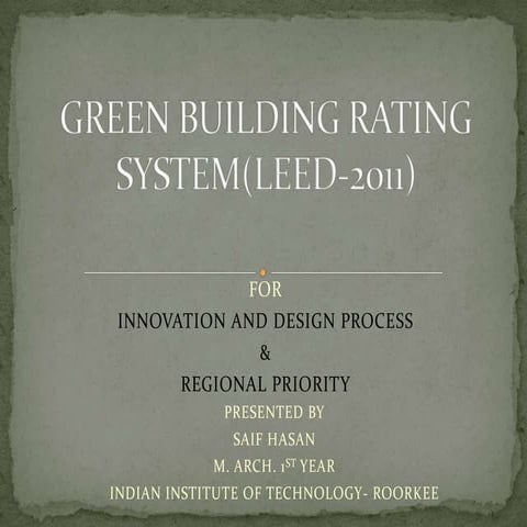 Green building rating system on des innovations | PPTX