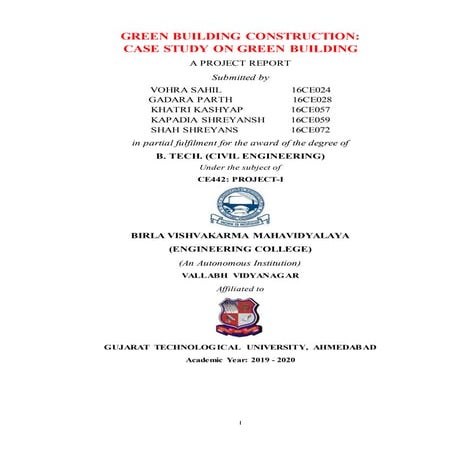 Green Building Construction: Case study on Green Building | DOCX