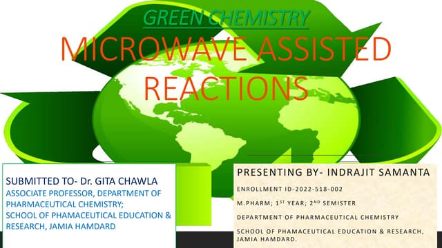 Microwave assisted synthesis | PPTX | Chemistry | Science