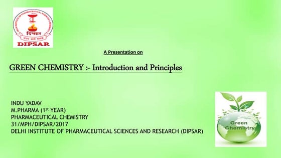 Green chemistry-presentation | PPTX | Chemistry | Science