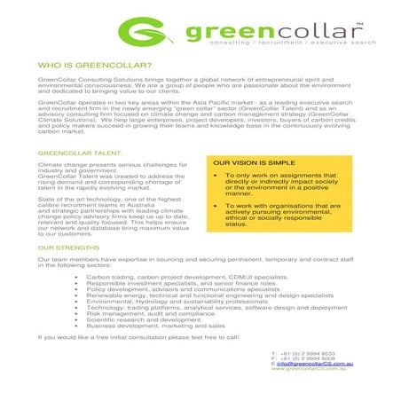 Green Collar Talent Services | PDF | Environmental Services Industry ...