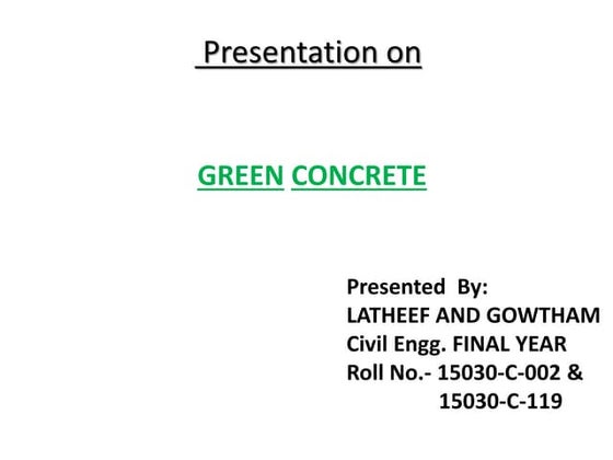 Green concrete or Reused concrete | PPT