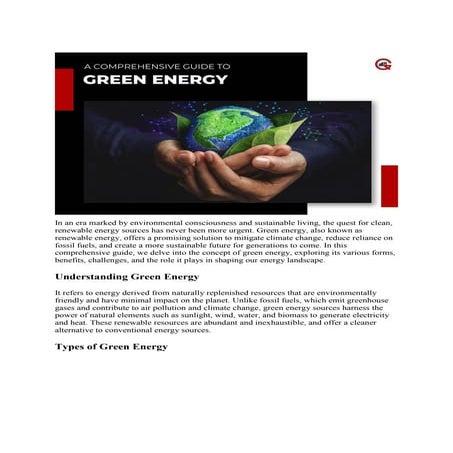 Green Energy: Exploring its Various Forms, Benefits, Challenges and ...