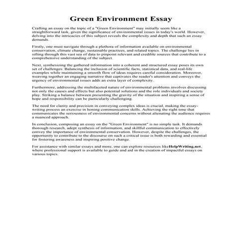 Green Environment Essay | PDF