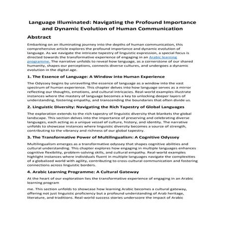 Language Illuminated: Navigating the Profound Importance and Dynamic ...