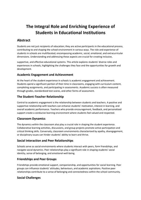 Student Life: Challenges, Triumphs, and Transformations | PDF