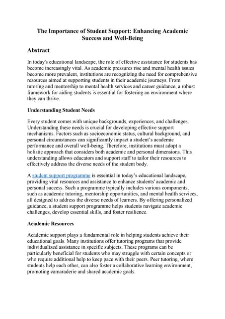 Navigating Through Education: The Vital Role of Support Programs in ...