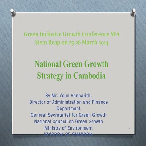 Green Growth National Strategy Plan for Cambodia | PPT
