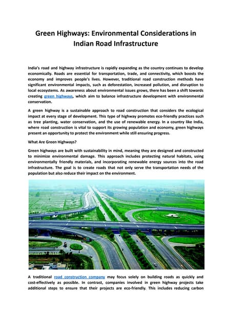 The Role of Green Infrastructure in Sustainable Road Bridge Development | PPT