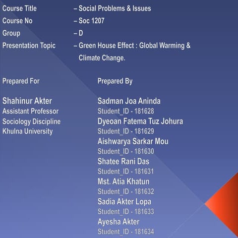 Green House Effect : Global Warming & Climate Change | PPT