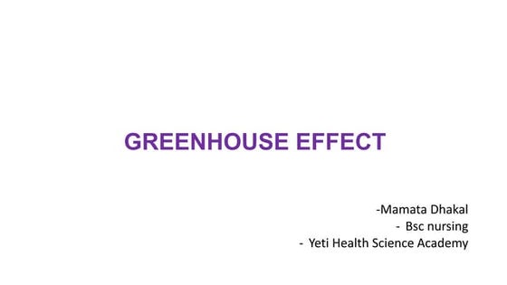 Greenhouse effect (Global Warming) ppt | PPTX