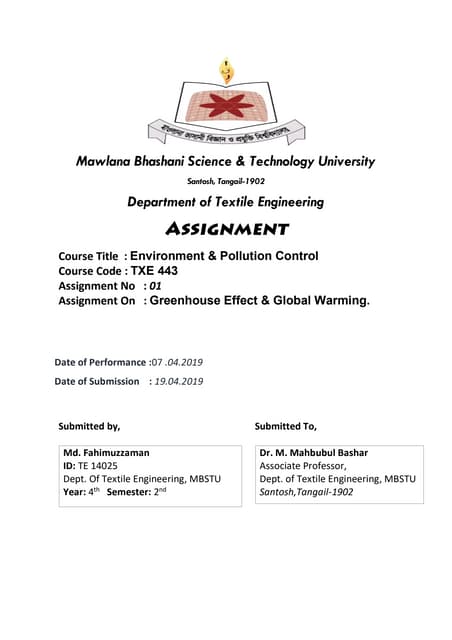 Greenhouse effect (Global Warming) ppt | PPTX