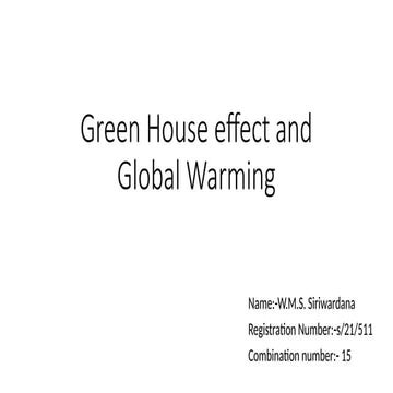 Understanding the Greenhouse Effect and Its Role in Global Warming | PPTX