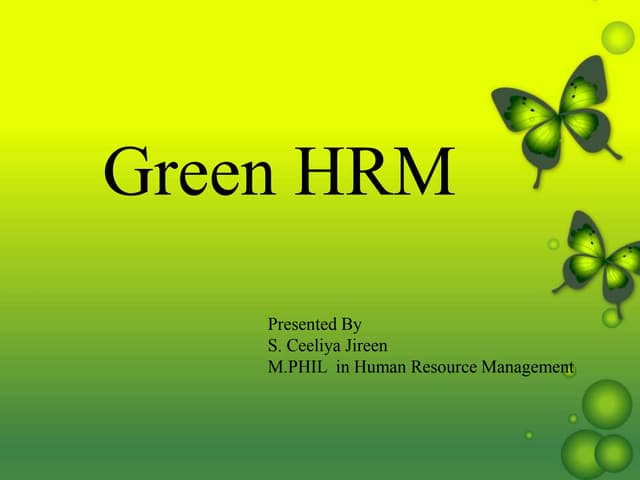 Green Human Resource Management and Sustainability | PPTX