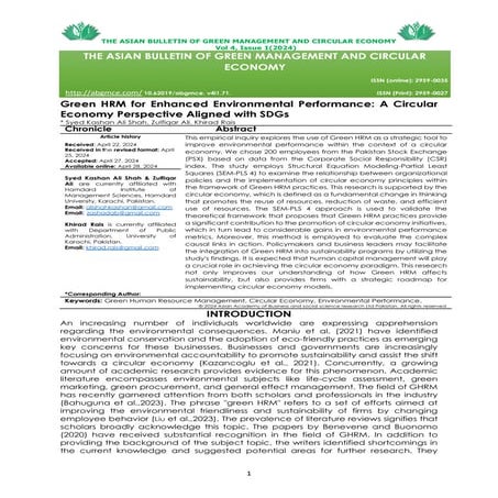 Green HRM for Enhanced Environmental Performance | PDF | Green Solutions | Business