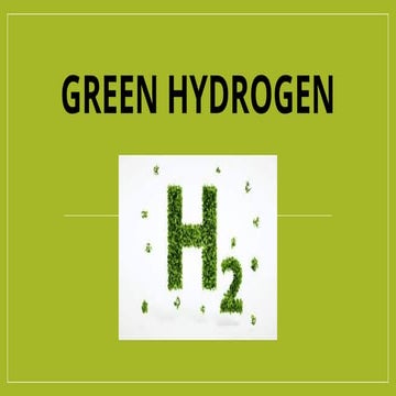 Green Hydrogen importance in the field of automotive | PPTX