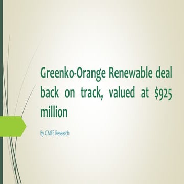 Greenko-Orange Renewable deal back on track, valued at $925 million | PPT