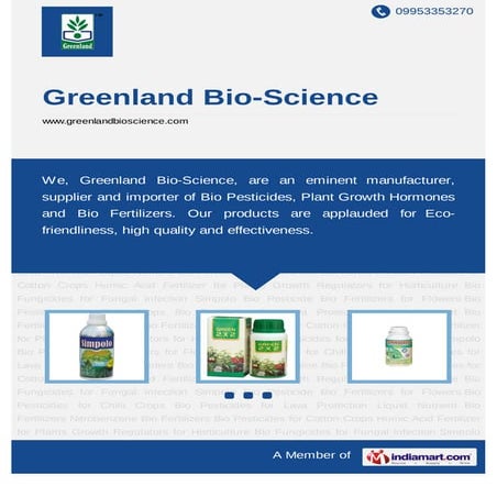 Greenland Bio-Science, Gujarat, Bio Pesticides & Fertilizers | PDF