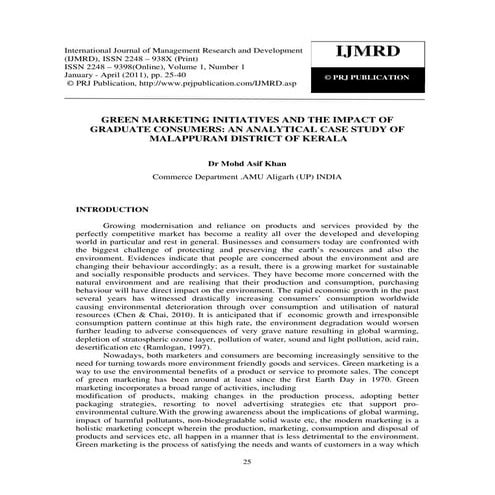 Green marketing initiatives and the impact of graduate consume | PDF