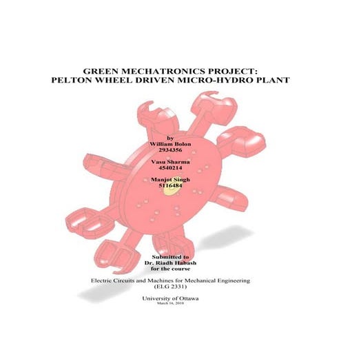 Green mechatronics project pelton wheel | PDF