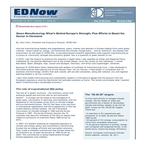 Green Manufacturing in Europe | PDF