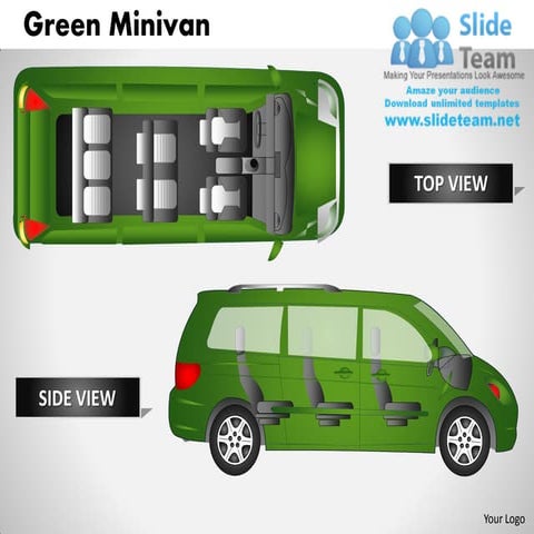 2 door gray compact car top view powerpoint presentation templates | PPTX