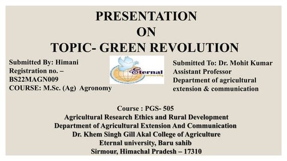 ppt green revolution | PPTX | Agriculture | Industries