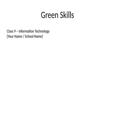 Green Skills for employment and training | PPTX