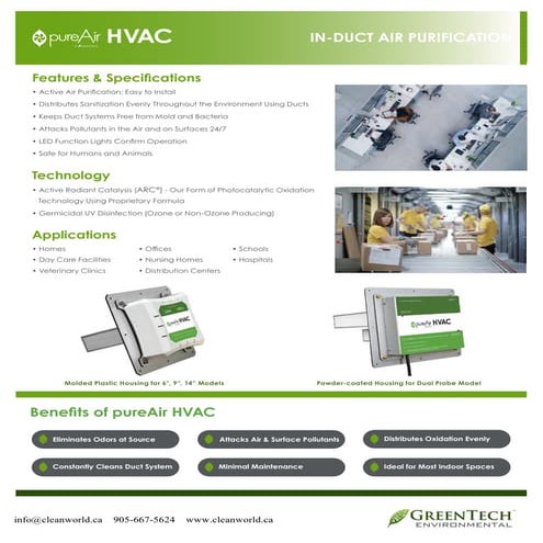 Greentech commercial air surface purifiers from Cleanworld.ca