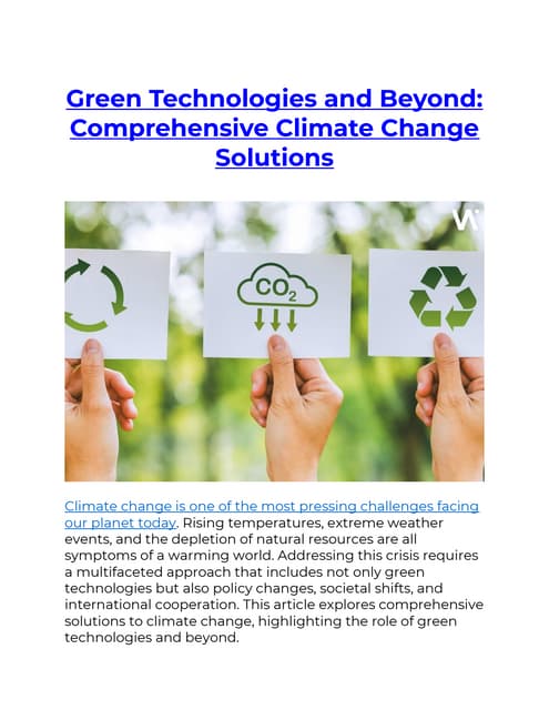 Eco-Friendly Technologies: Paving the Way to a Sustainable Future | PDF