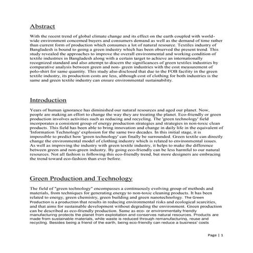 Green textile processing | PDF