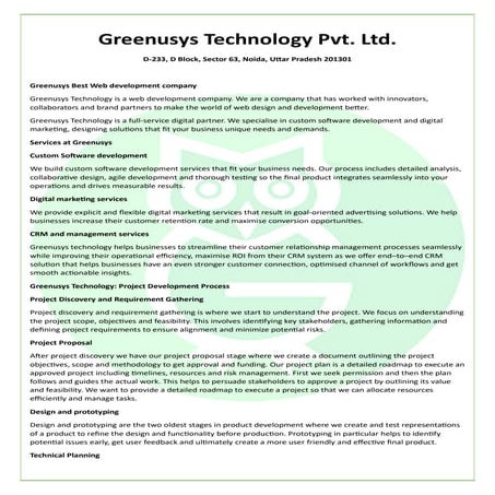 Custom Software development |Greenusys Technology | PDF
