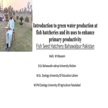 green water production at fish hatcheries and its uses to enhance ...