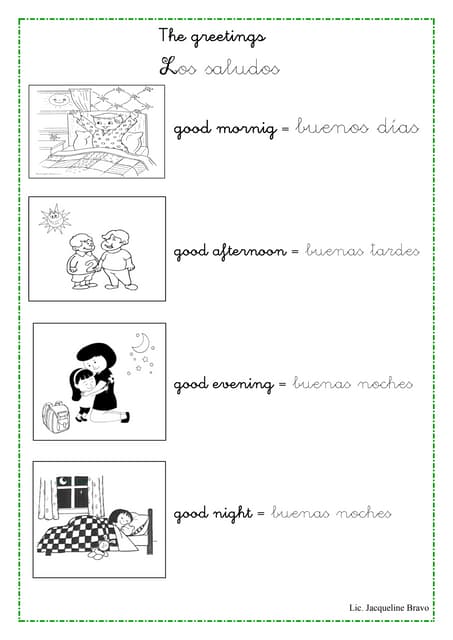 Fichas de saludos en inglés - Primaria | PDF