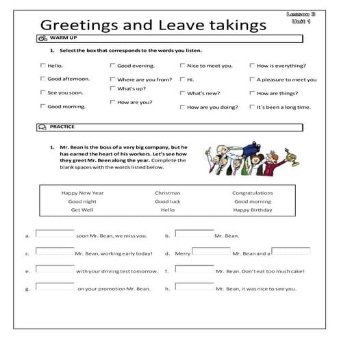 Spanish Greetings Worksheet For Kindergarten