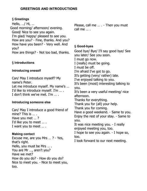 Greetings in english | PPT