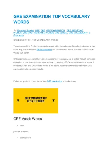 Kaplan 900 words and high frequency words for gre | PDF