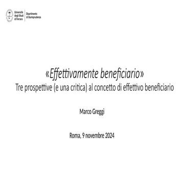 Effettivamente beneficiario: tre prospettive (e una critica) al ...