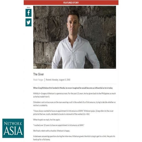 Greg Kittelson on Network Asia Magazine | PPT