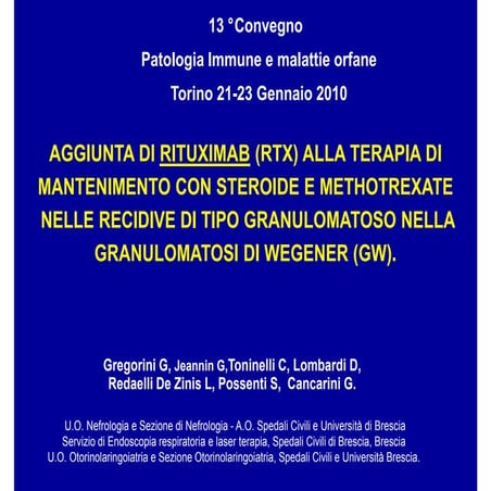 Gregorini Gina Torino 13° Convegno Patologia Immune E Malattie Orfane ...