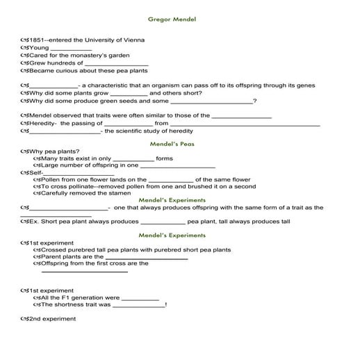 Gregor mendel notes student notes | PDF