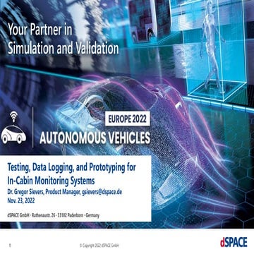 TESTING, DATA LOGGING, AND PROTOTYPING FOR IN-CABIN MONITORING SYSTEMS ...