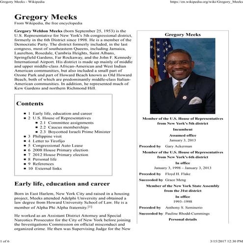 Gregory meeks wikipedia (highlighted) | PDF