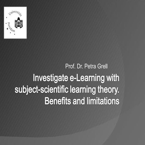 Investigate E-Learning with Subject-Scientific Learning Theory ...