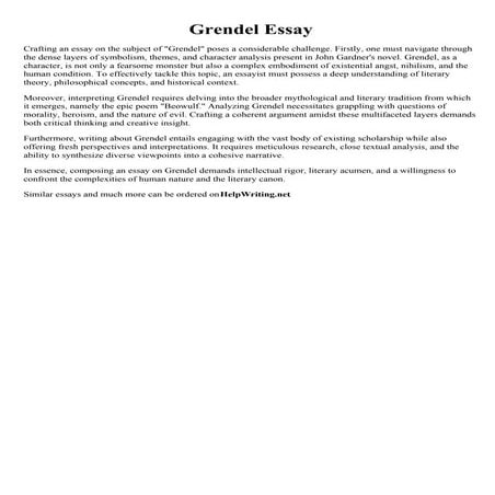 Grendel Essay | PDF