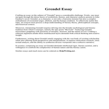 Grendel analysis essay assignment | PDF